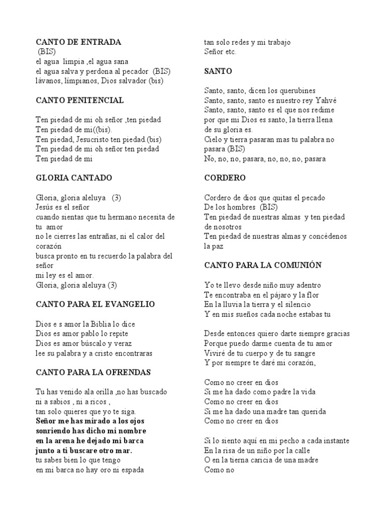 Canto Penitencial y Alabanza a Dios | PDF | Santo | Misa (liturgia)