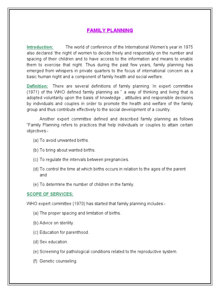 Family Planning Methods Overview | PDF | Family Planning | Miscarriage