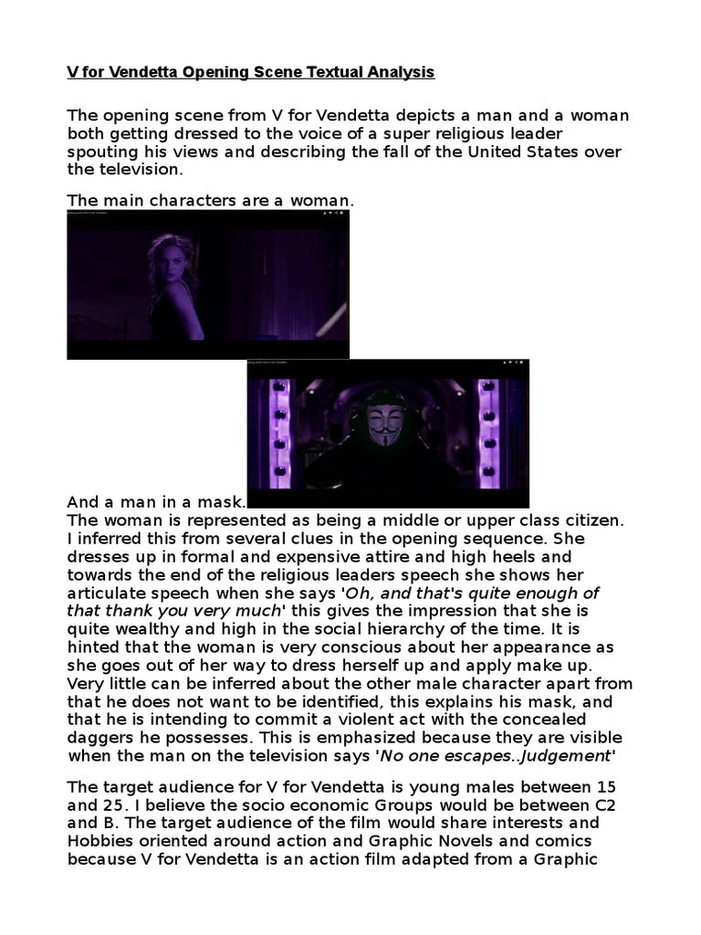 V For Vendetta Opening Sequence Analysis | PDF | Leisure