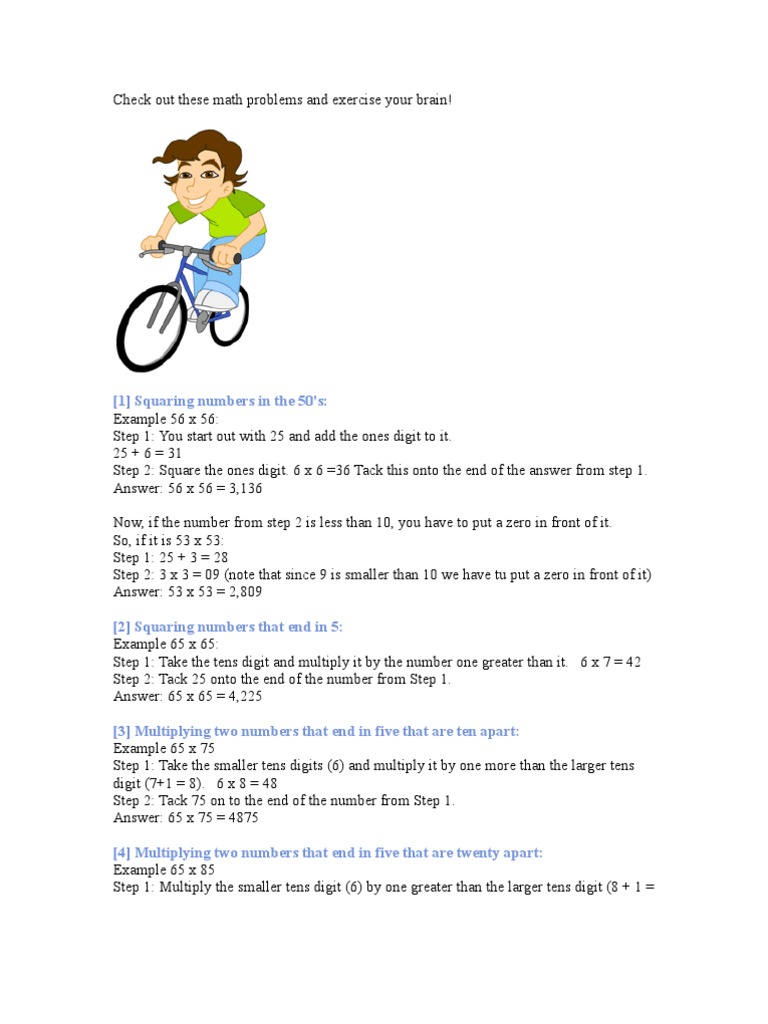 Math Tricks | PDF | Numbers | Multiplication