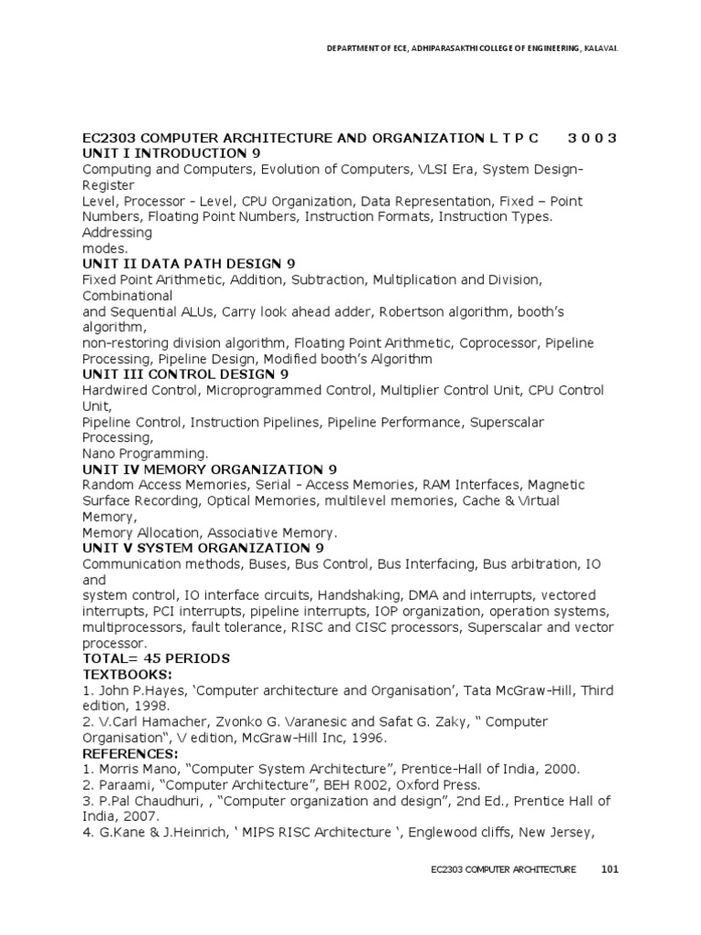 Computer Architecture Course Overview | PDF | Instruction Set ...