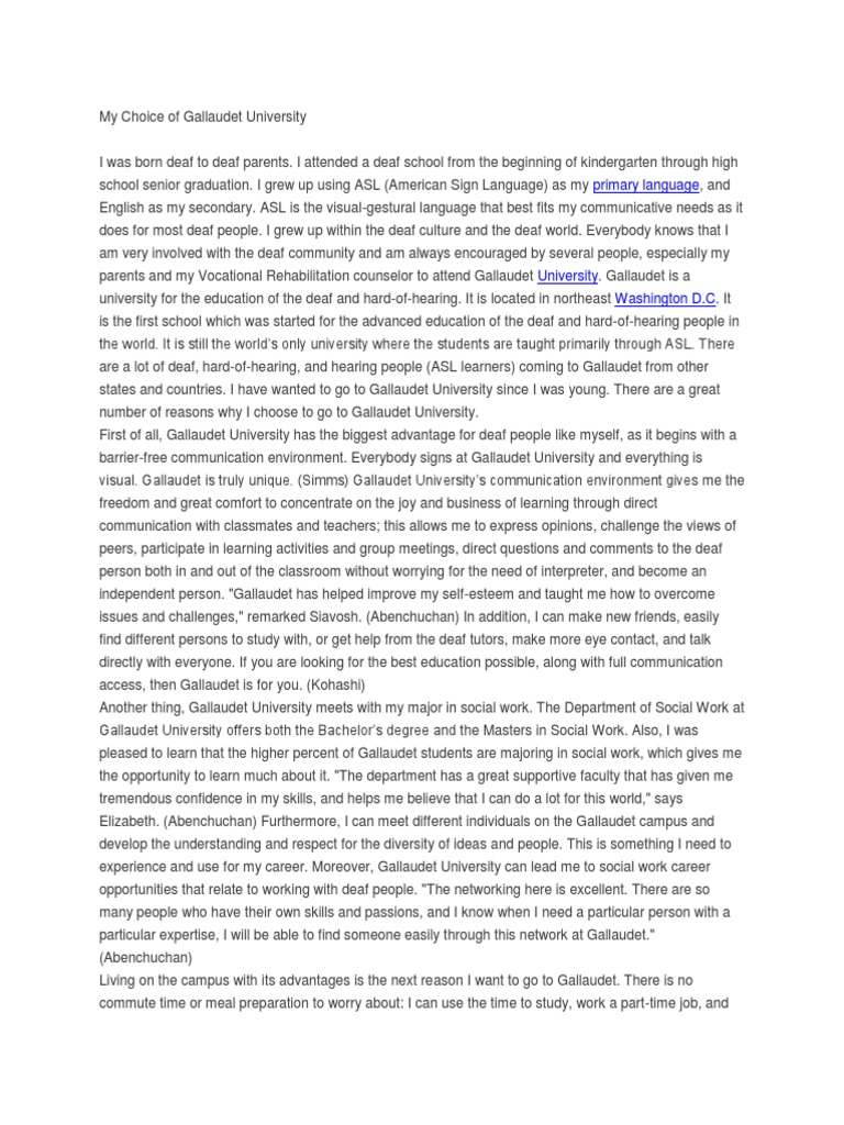 Choosing Gallaudet University for ASL | PDF | Hearing Loss | American ...