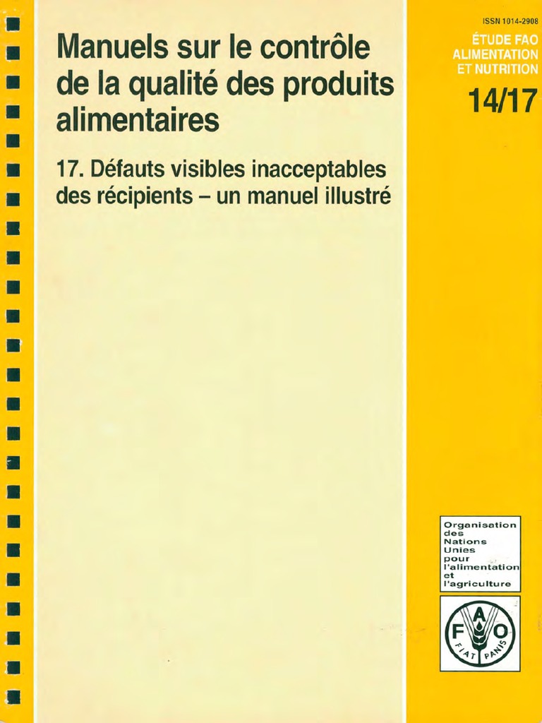 Manuels sur le contrôle de la qualité des produits alimentaires ...