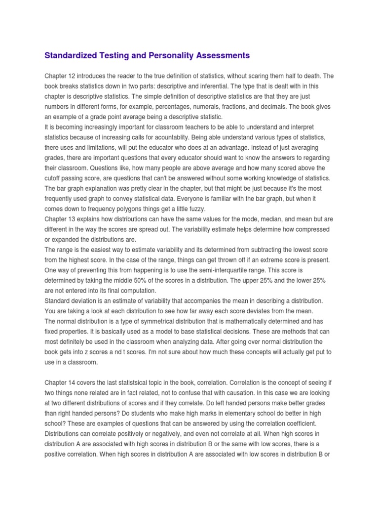 Standardized Testing and Personality Assessments | PDF | Validity ...