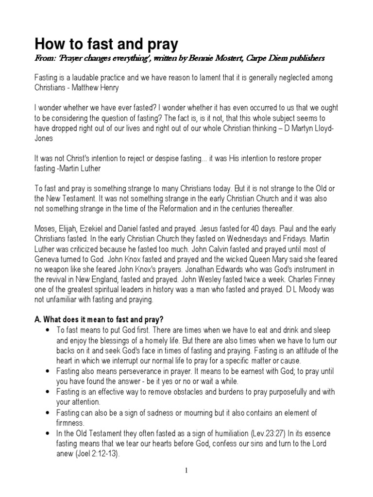 Bennie Mostert-How To Fast & Pray, p5 | PDF | Fasting | Prayer