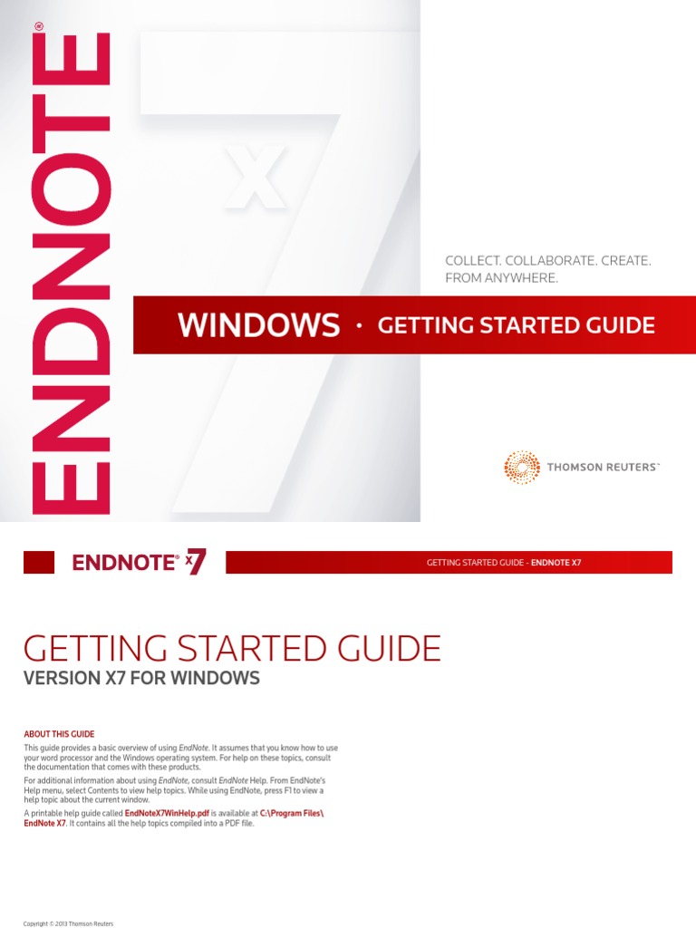 Windows Endnote X7 Starter Guide | PDF | Pub Med | Portable Document Format