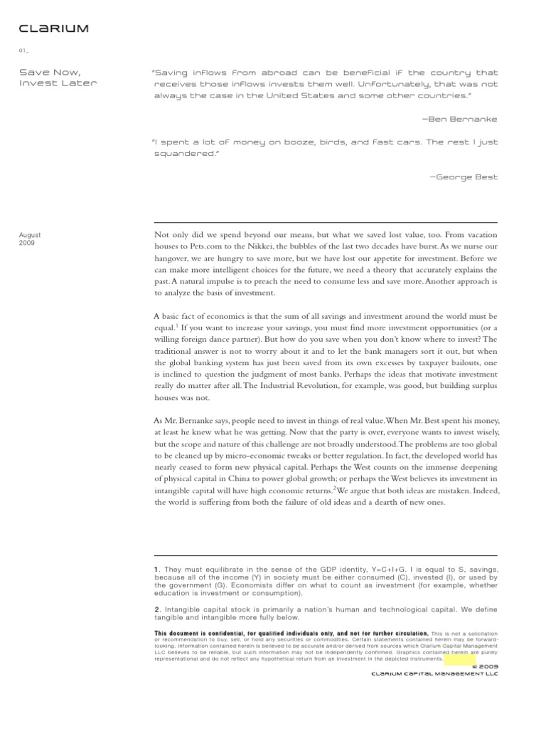 Clarium Save Now Invest Later | PDF | Capital Formation | Saving