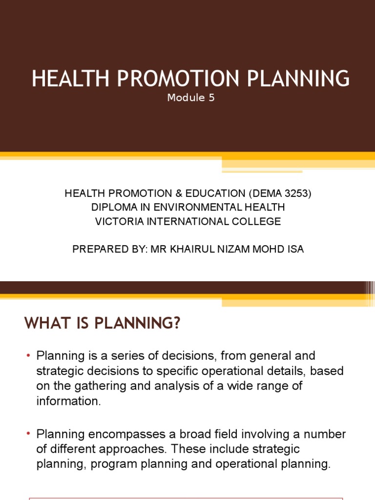 Modul 5 - Health Promotion Planning | PDF | Goal | Project Management