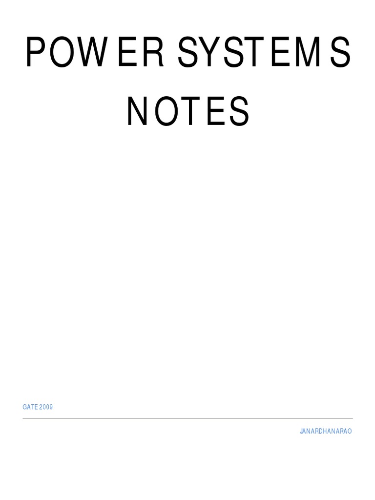 Power Systems Notes For GATE and Competitive Exams ! | PDF