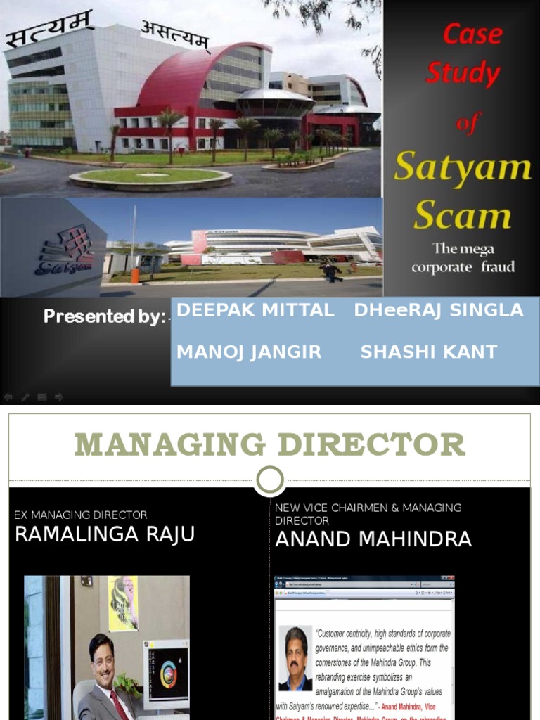 Satyam Scandal Presentation | PDF | Companies | Economies