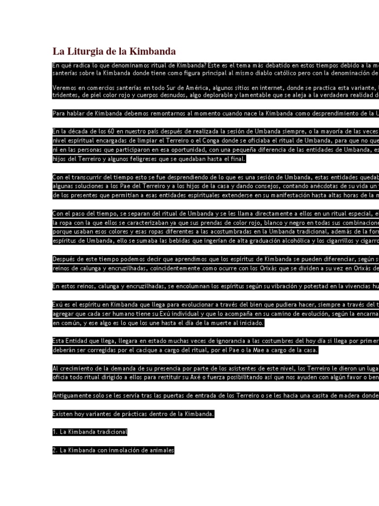 La Liturgia de La Kimbanda | PDF | Rituales | Religión y creencia