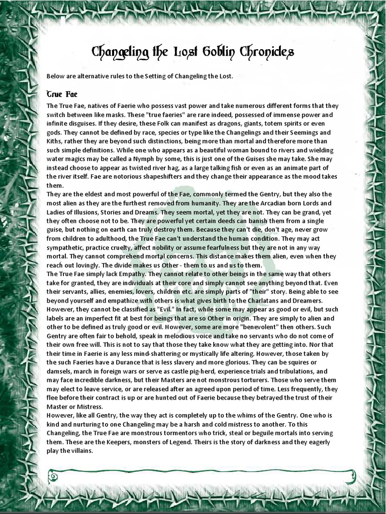 Changeling The Lost - House Rules | PDF | Fairies