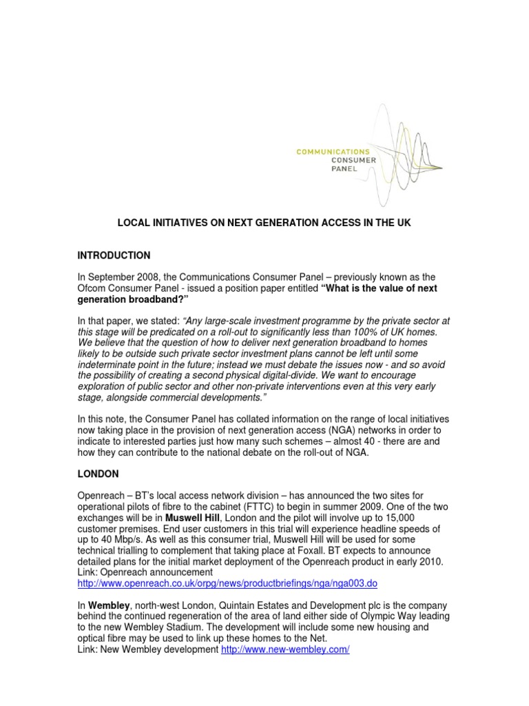 Local Initiatives On Next Generation Access in The Uk | PDF | Fiber To ...