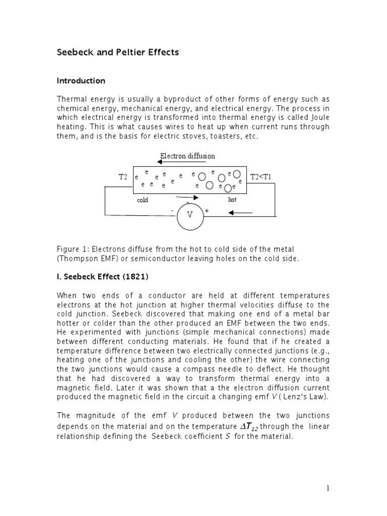 Seebeck And Peltier Effects Pdf