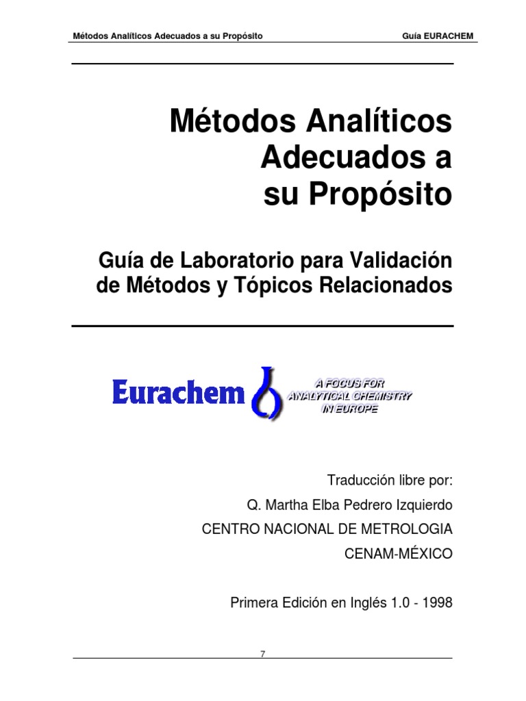 Guía EURACHEM para Validación de Métodos | PDF | Método científico ...