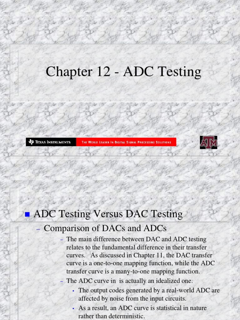 Chapter 12 - ADC Testing | PDF | Analog To Digital Converter | Digital ...