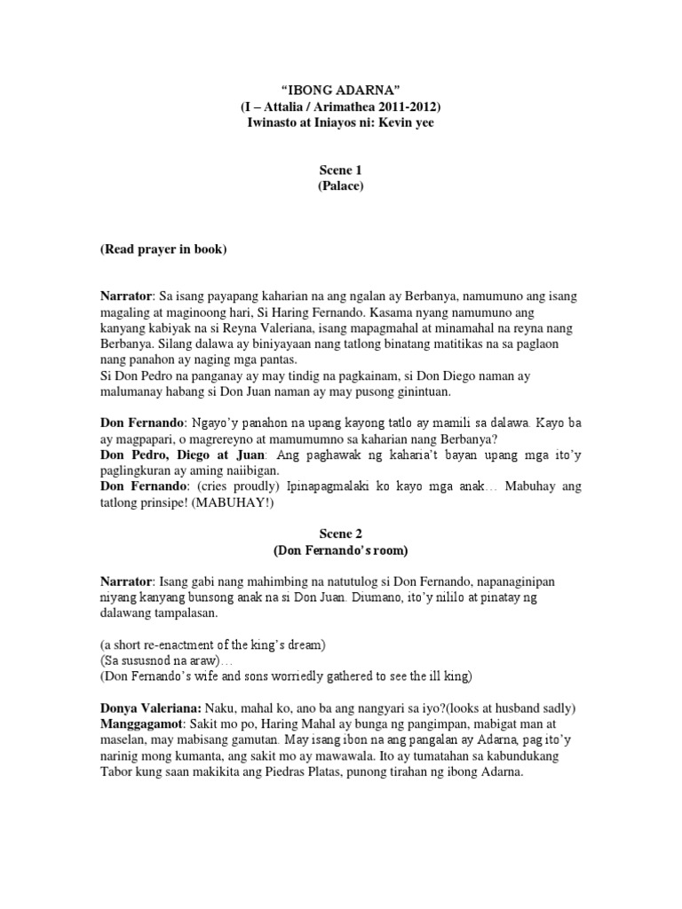 Ibong Adarna Script | PDF