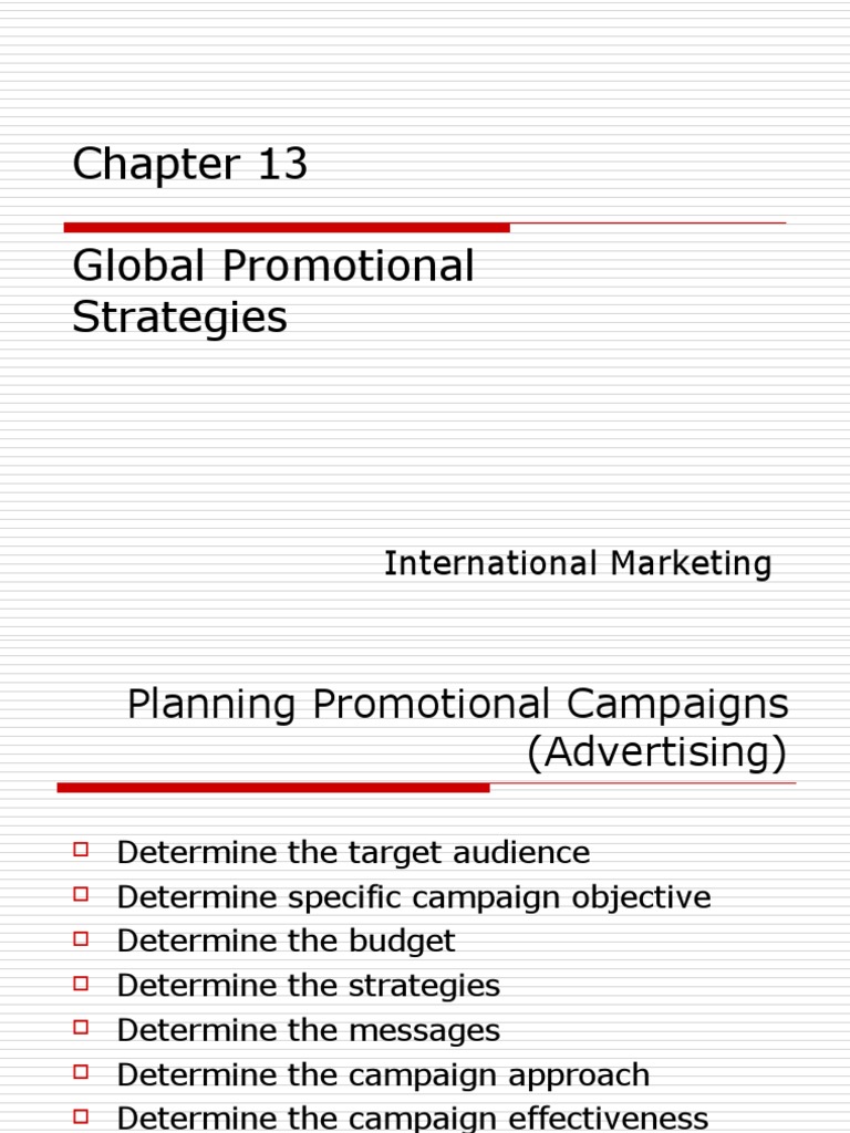 Global Promotional Strategies | PDF | Target Audience | Marketing