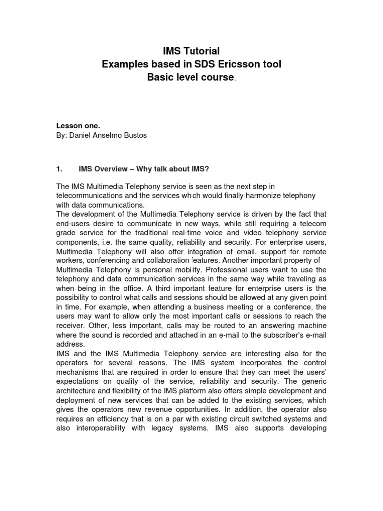 IMS Multimedia Telephony Overview | PDF | Ip Multimedia Subsystem ...