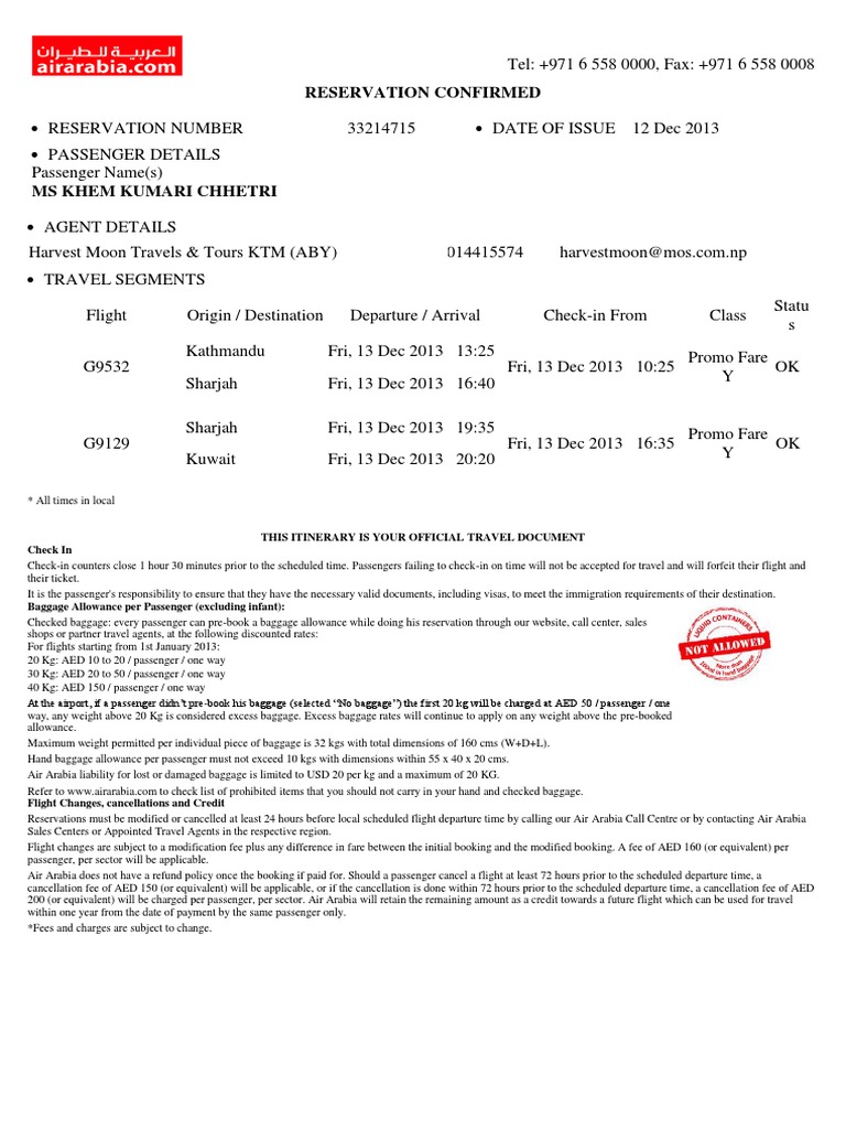 Reservation Confirmed: This Itinerary Is Your Official Travel Document ...