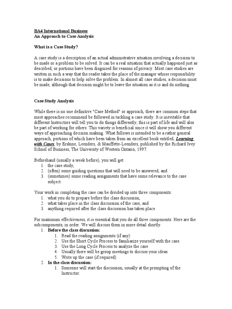 An Approach To Case Study Analysis | PDF | Case Study | Profit (Accounting)