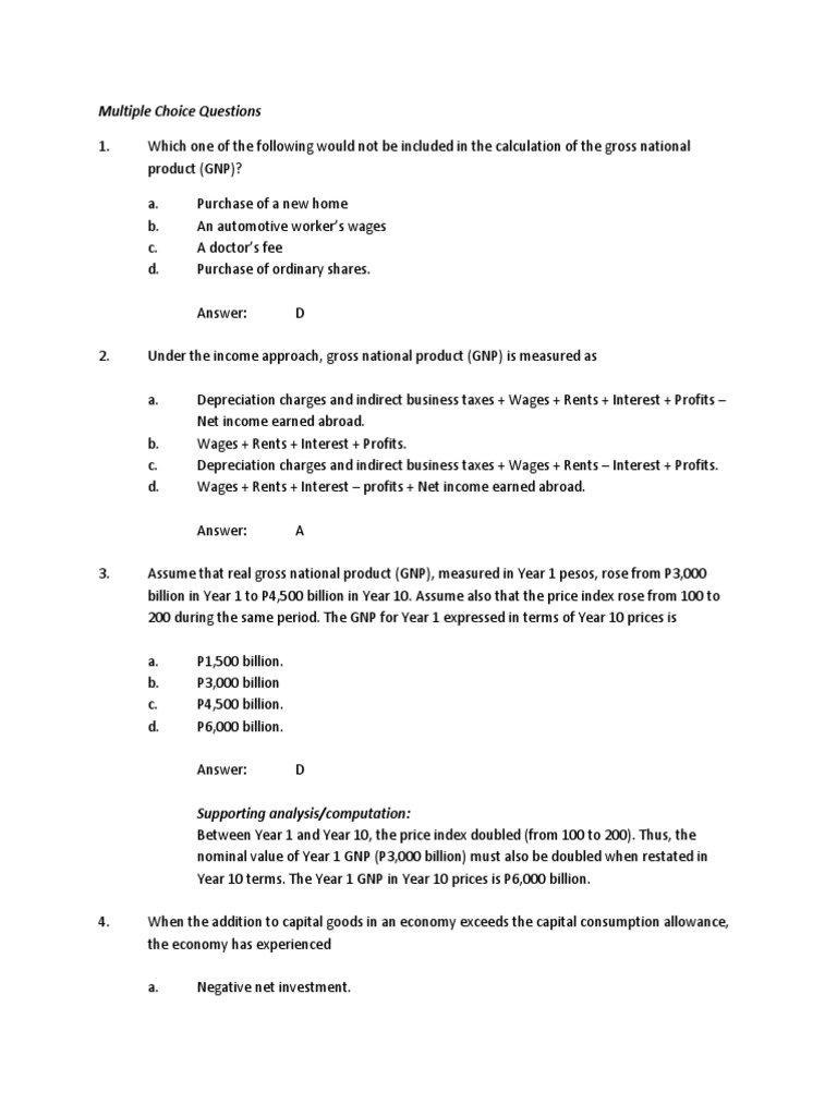 Analysis of Multiple Choice Questions on Macroeconomic Concepts such as ...