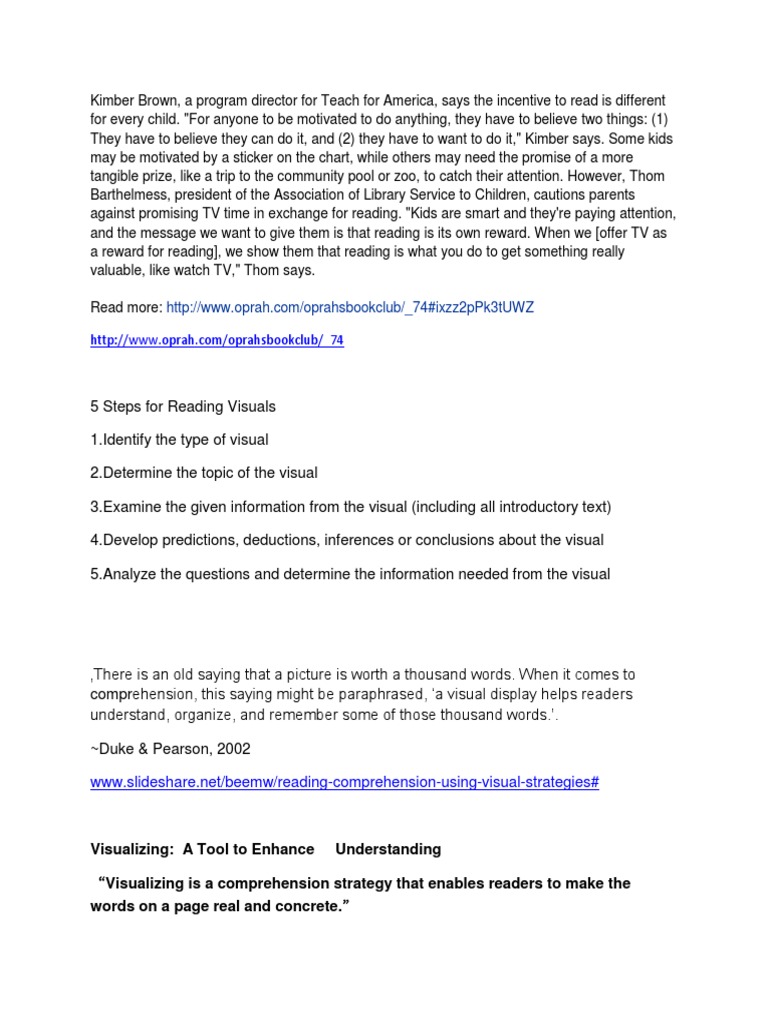 Visualizing: A Tool To Enhance Understanding | PDF | Reading ...