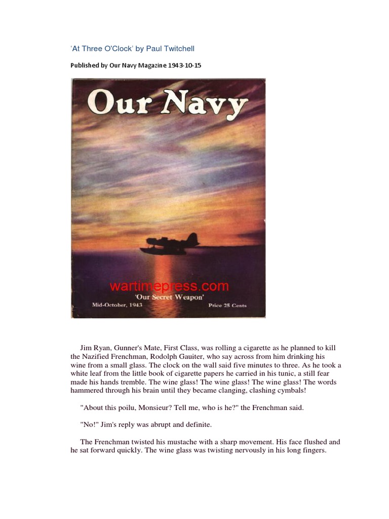 1943-10-15 'At Three O'Clock' by Paul Twitchell Our Navy Magazine | PDF ...