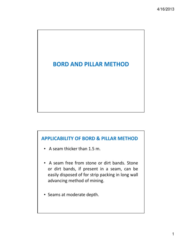 Bord and Pillar Method-Handouts | PDF | Coal Mining | Explosion