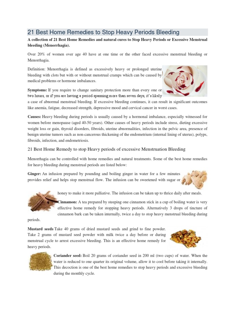 21 Best Home Remedies to Stop Heavy Periods Bleeding | Menstrual Cycle ...