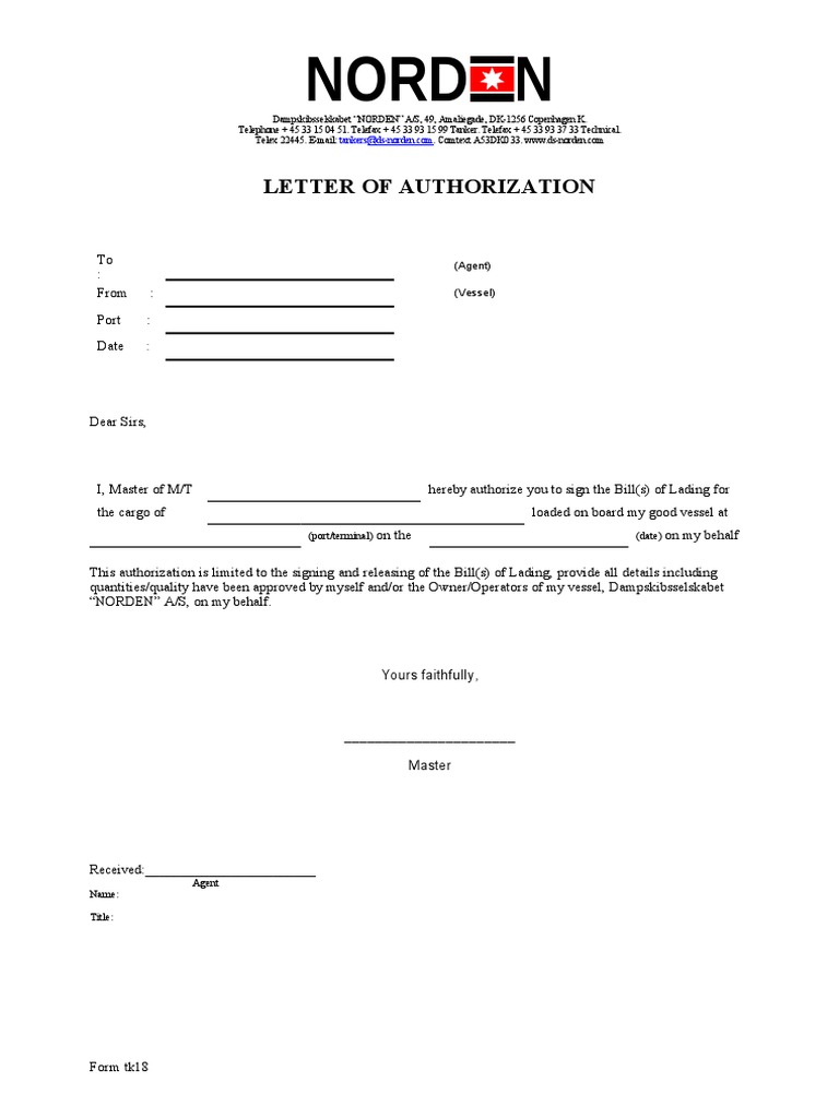 Doc-18 Letter of Authorizarion | PDF