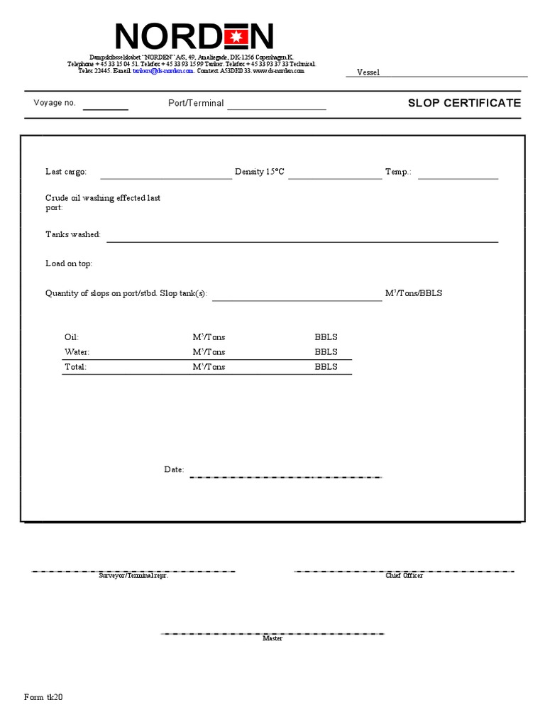 Doc-20 Slop Certificate | PDF