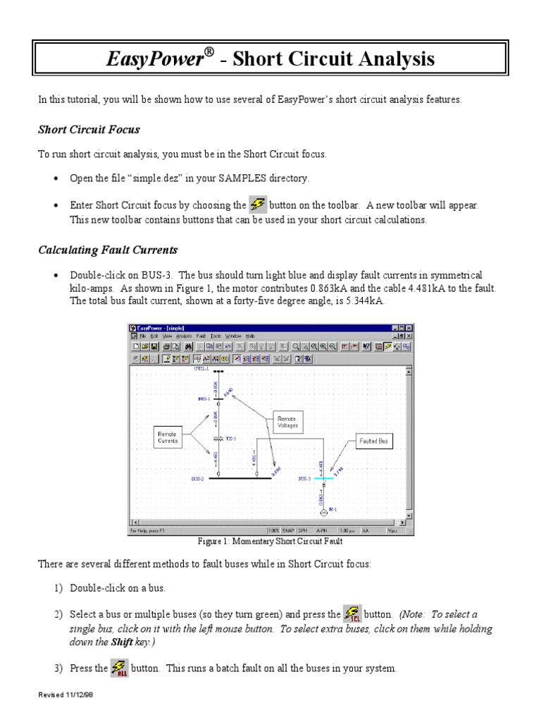 EasyPower Short Circuit Analysis Guide | PDF | Dialog Box | Double Click