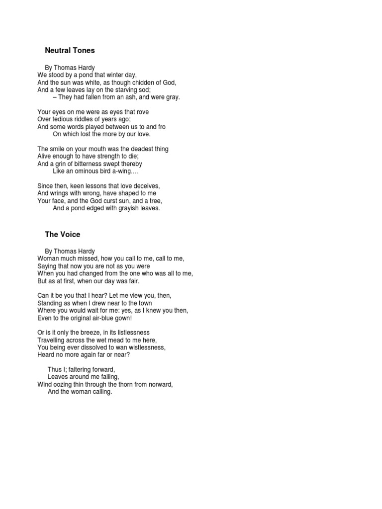 Neutral Tones | PDF | Poetry