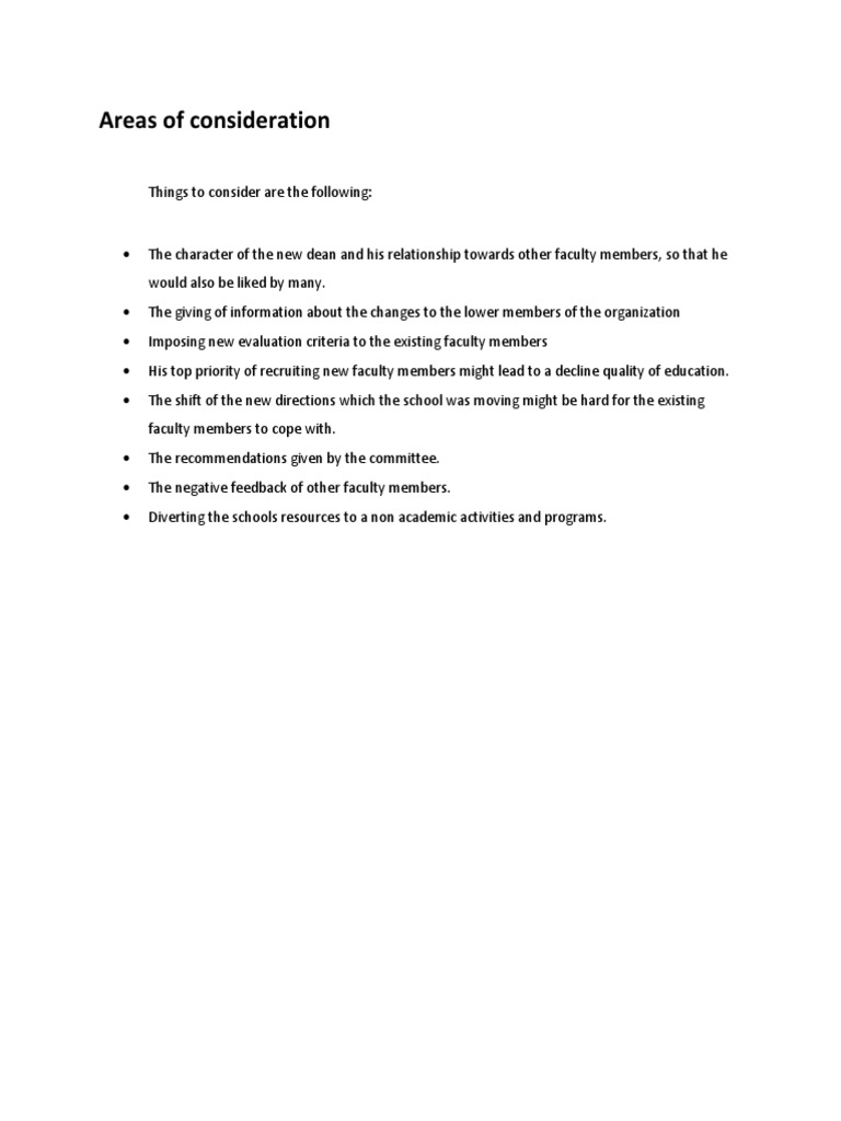 Areas of Consideration | PDF
