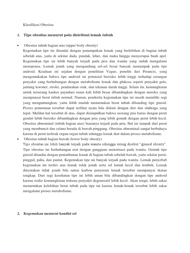 Klasifikasi Obesitas | PDF