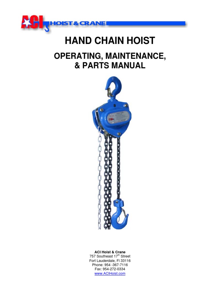 HCH Series Hand Chain Hoist Manual | PDF | Elevator | Bearing (Mechanical)