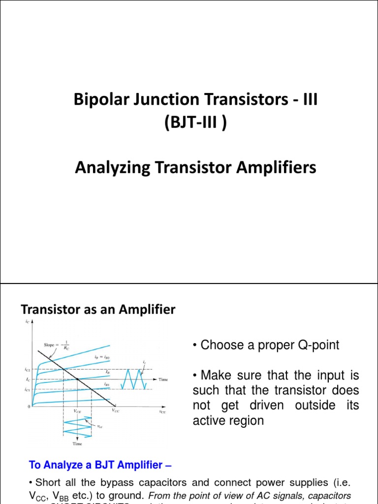 Bipolar Junction Transistors - III (Bjt-Iii) Analyzing Transistor ...