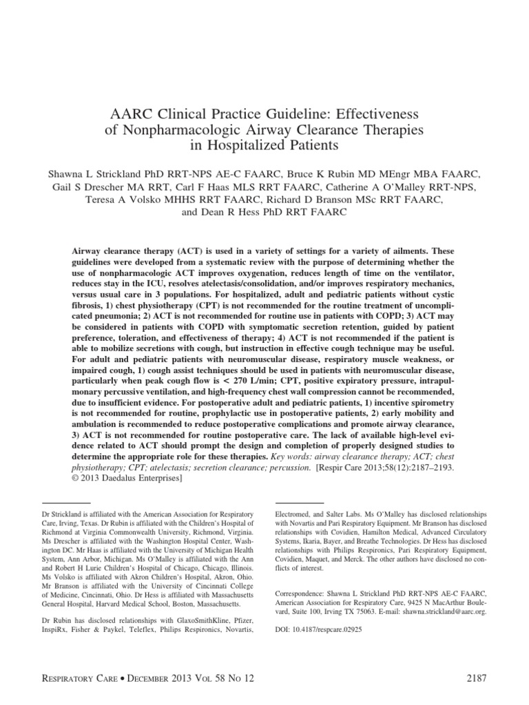 AARC Clinical Practice Guideline | PDF | Chronic Obstructive Pulmonary Disease | Cough