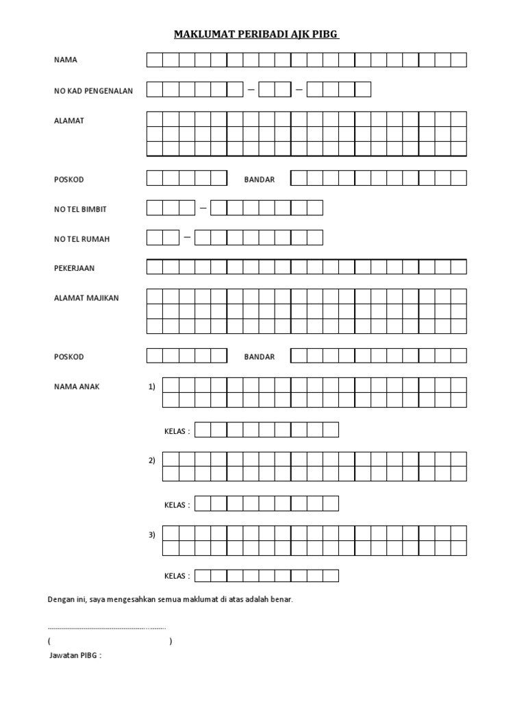Borang Maklumat Peribadi Ajk | PDF