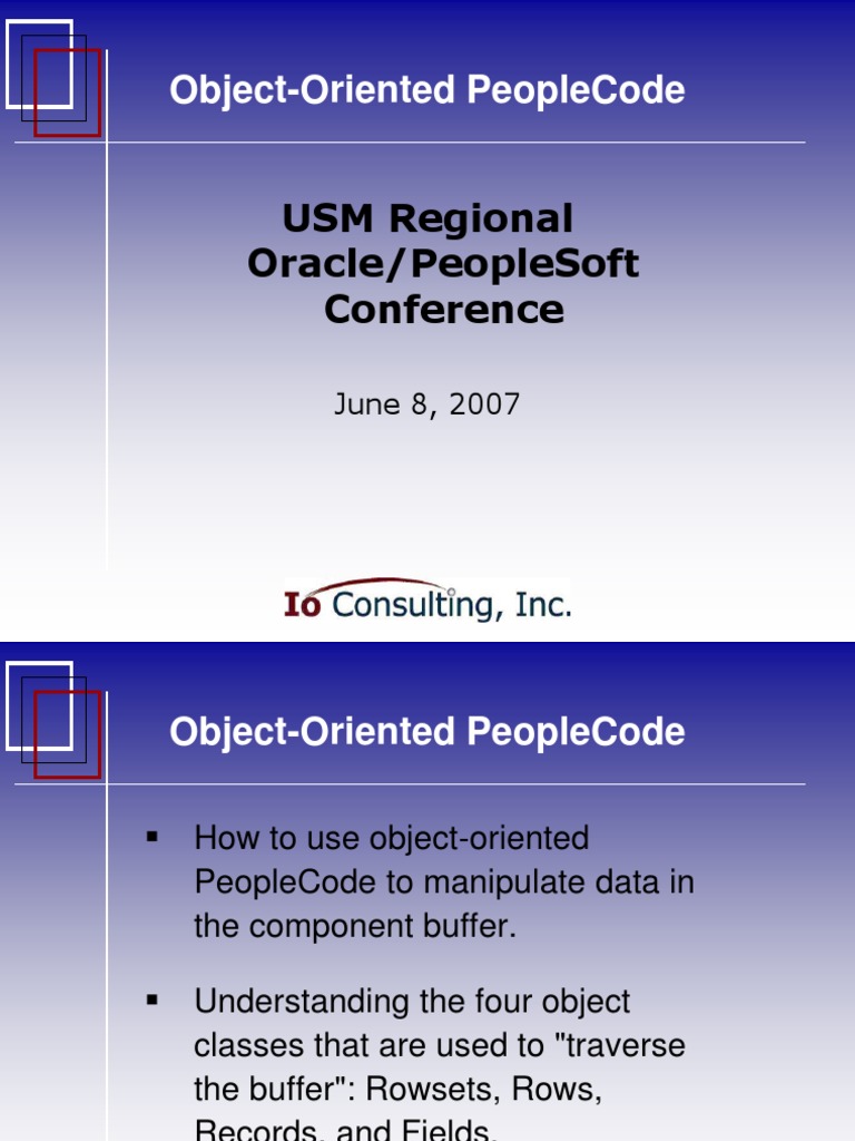 PeopleCode | Object (Computer Science) | Object Oriented Programming