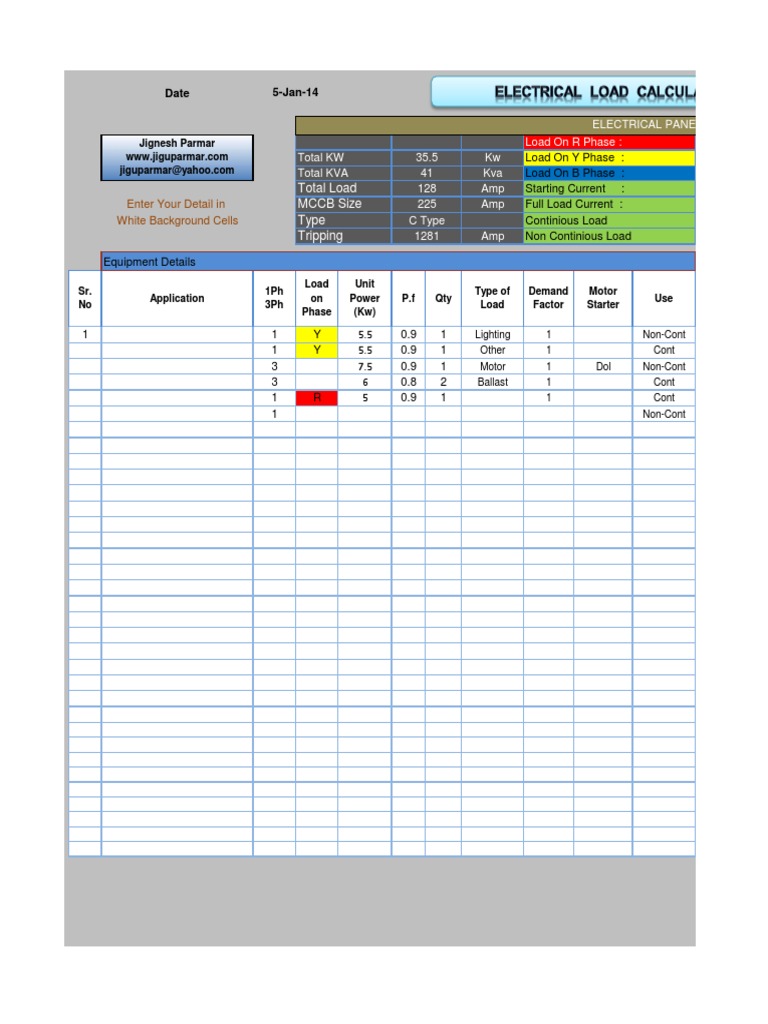 Electrical Load Calculation | PDF | Kilowatt Hour | Nature