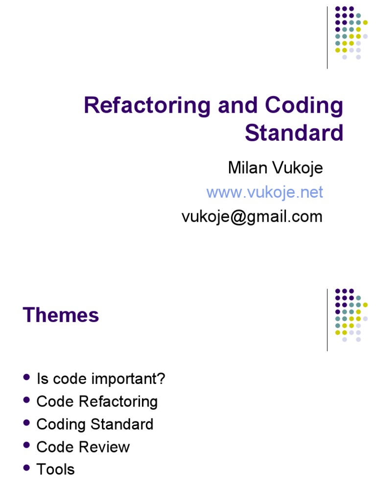 Refactoring and Coding Standard: Milan Vukoje | PDF | Inheritance (Object Oriented Programming ...