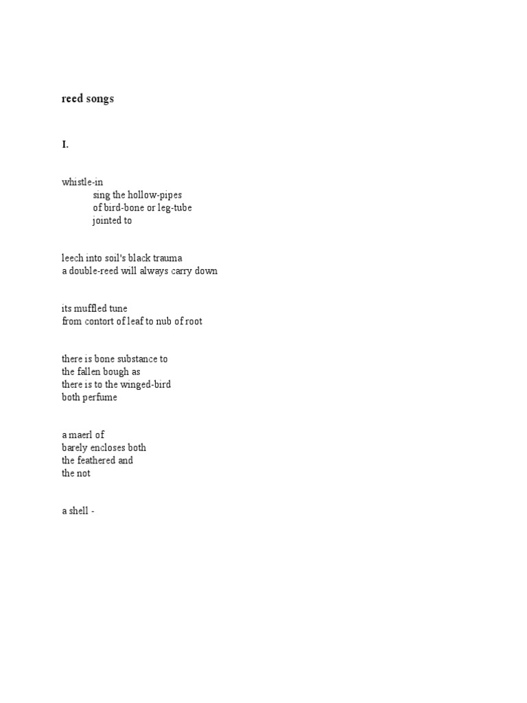 Reed Songs I-IV | PDF | Poetry