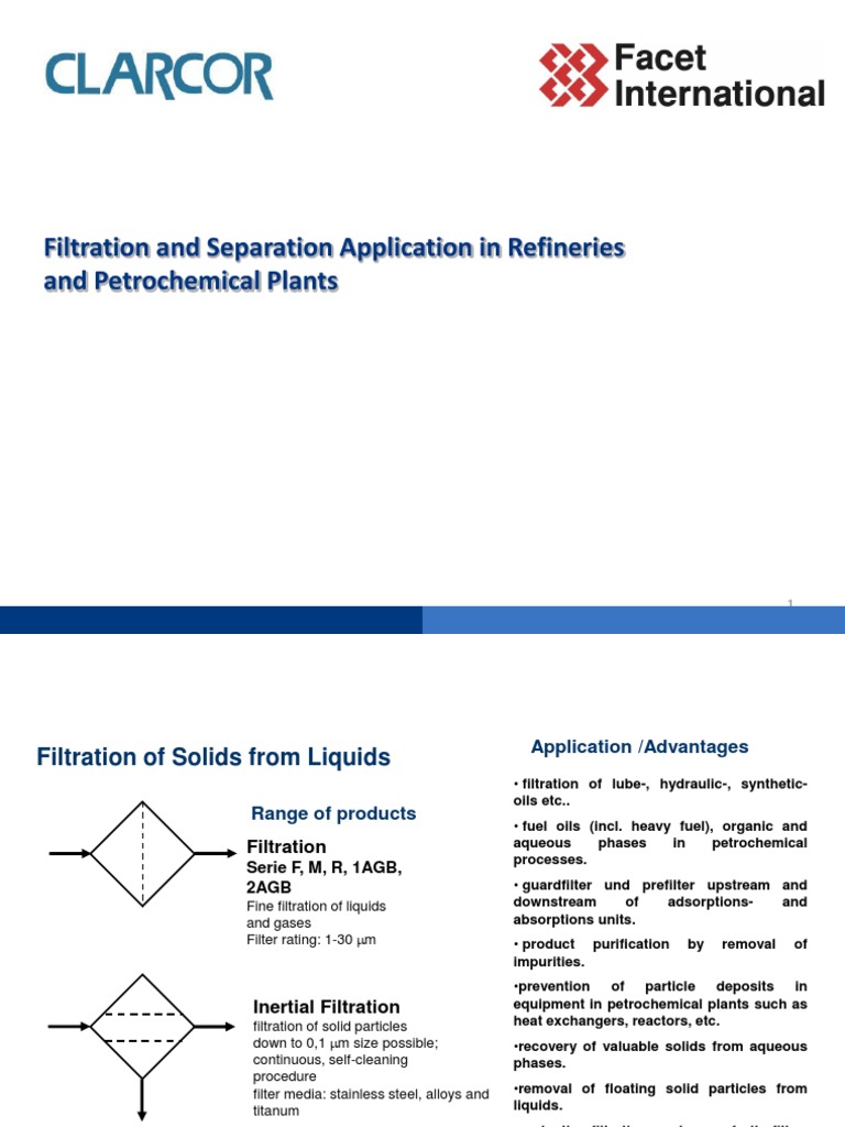 Filtration and Separation in Refineries | Download Free PDF ...