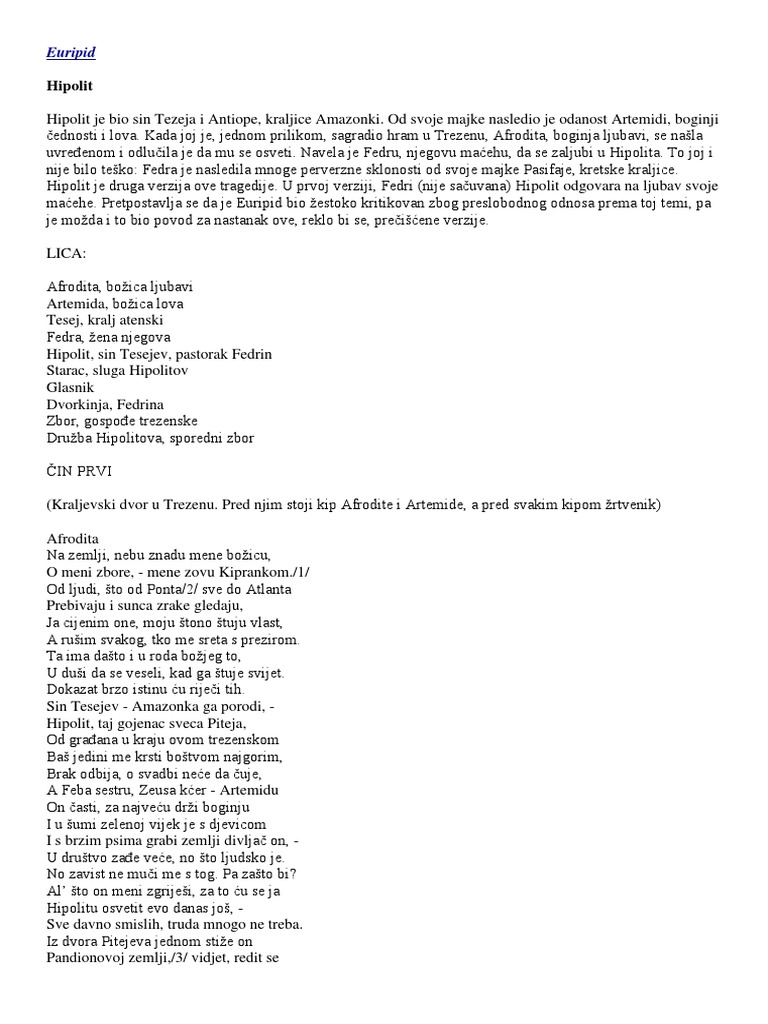 Euripid - Hipolit | PDF