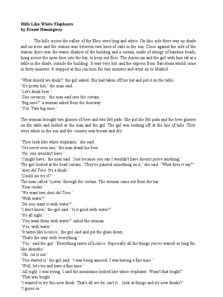 Hemingway - Hills Like White Elephants PDF | PDF | Leisure
