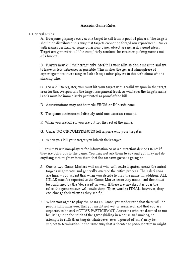 Assassin Rules | PDF | History