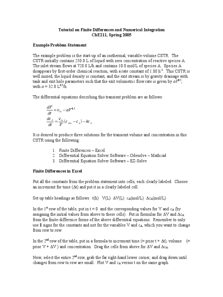 Tutorial On Finite Differences and Numerical Integration | PDF ...