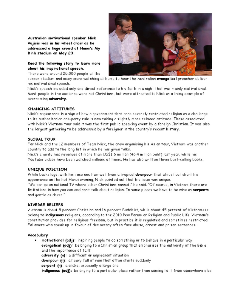 Australian Motivational Speaker Nick Vujicic Was In His Wheel Chair As